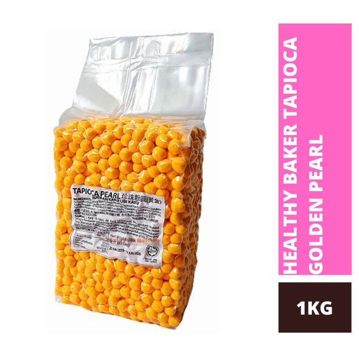BOBA MILK TEA GOLDEN / YELLOW PEARL HALAL Butiran Kanji Ubi Kayu KUNING 1KG/ Tapioca Pearl 1KG ...