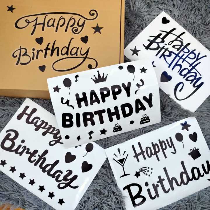 DIY Gift Box Sticker/ Balloon Sticker Happy Birthday Transparent ...
