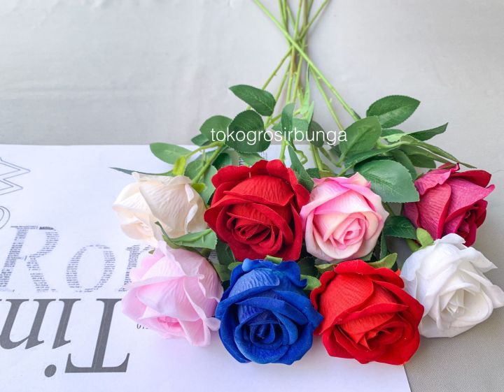 Bunga mawar bludru satuan artifisial | Lazada Indonesia