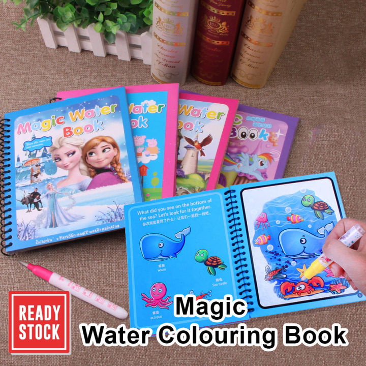 Magic Water Coloring Book with Reusable Coloring Pen Kids Drawing Book ...