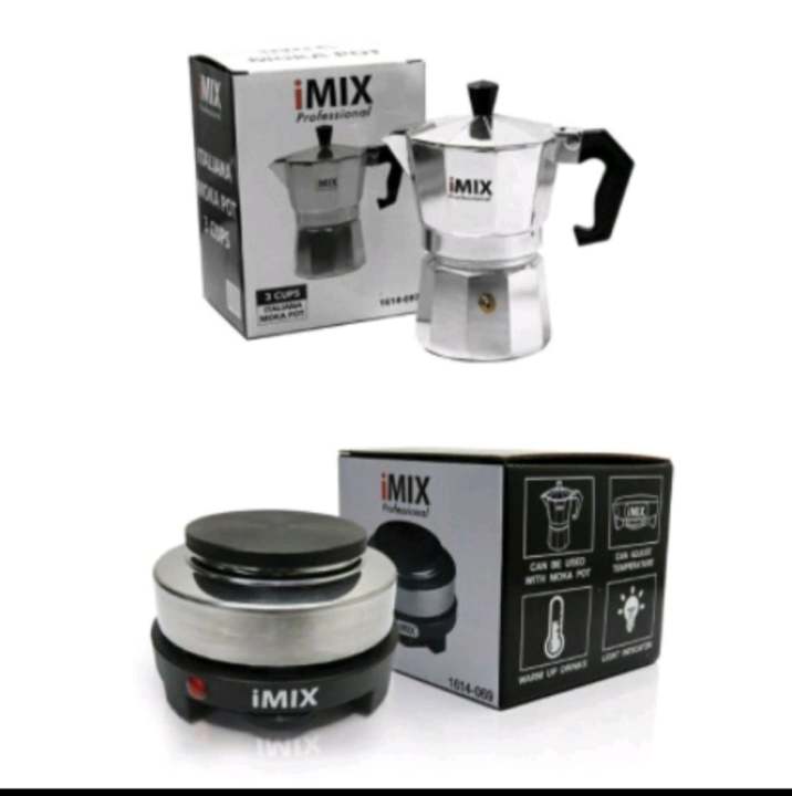 IMIX MOKA POT 3 CUPS AND PORTABLE HOT PLATE- PROFESSIONAL BRAND FROM ...