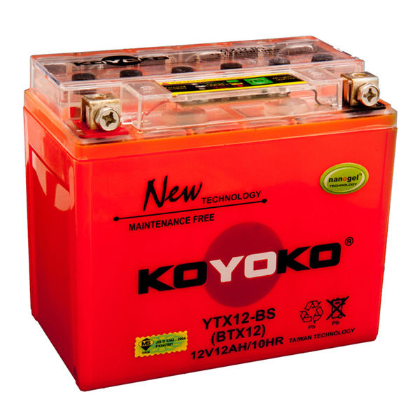 YTX12-BS YTX12 Original Battery KOYOKO Gel G2 Bateri Kawasaki ER6 V1 ...