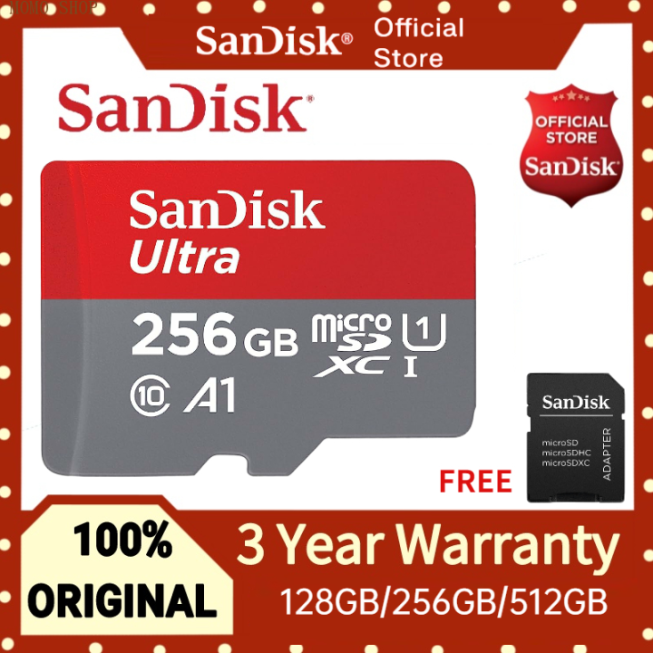 SanDisk Ultra 128GB 256GB 512GB Memory Card A1 Series micro SD Class 10 ...
