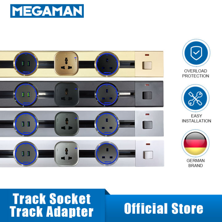 Megaman Power Track Socket 40cm 60cm 80cm 100cm Multi Socket Uk Usb Adaptor Socket Round Square