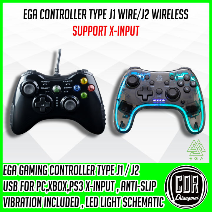 EGA TYPE-J1/J2 จอยเล่นเกม [แบบมีสาย,ไร้สาย] USB CONTROLLER PC/PS3 ...
