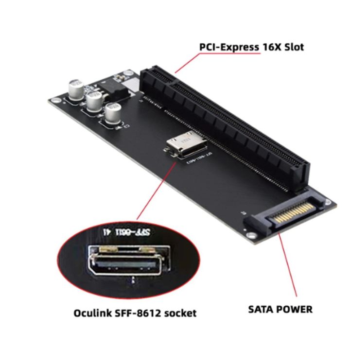 PCIe to SFF-8611 Adapter,Oculink SFF-8611 to PCIe PCI-Express 16X 4X Adapter with SATA Power ...