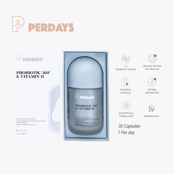 PERDAYS Probiotic 360° & Vitamin D 30 capsules | Lazada PH