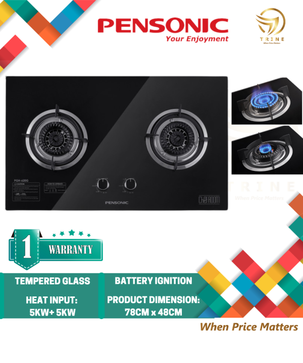 PENSONIC 2 BURNER FLEXIBLE BASE BUILT-IN GAS HOB PGH-620G PGH620G | Lazada