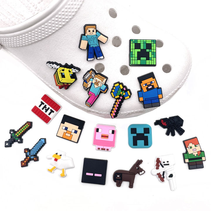 Dễ thương 1pcs Minecraft điểm ảnh trò chơi phim hoạt hình dép khóa ...