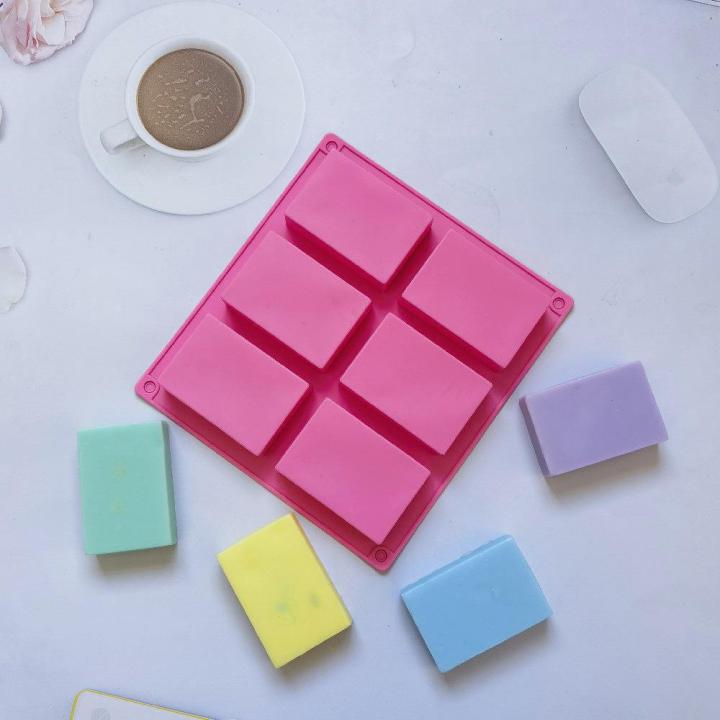 6 Grids Rectangle Silicone Soap Making Molds DIY Chocolate Silicone ...