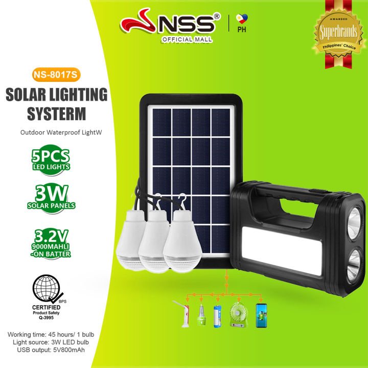 NSS Solar Lighting System Emergency Light with Solar panel LED Bulb ...