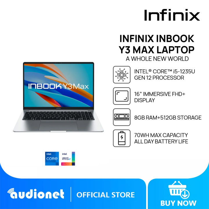 Infinix Inbook Y3 Max Laptop | 8GB + 512GB | Core i5-1235U Gen 12 | 16 ...