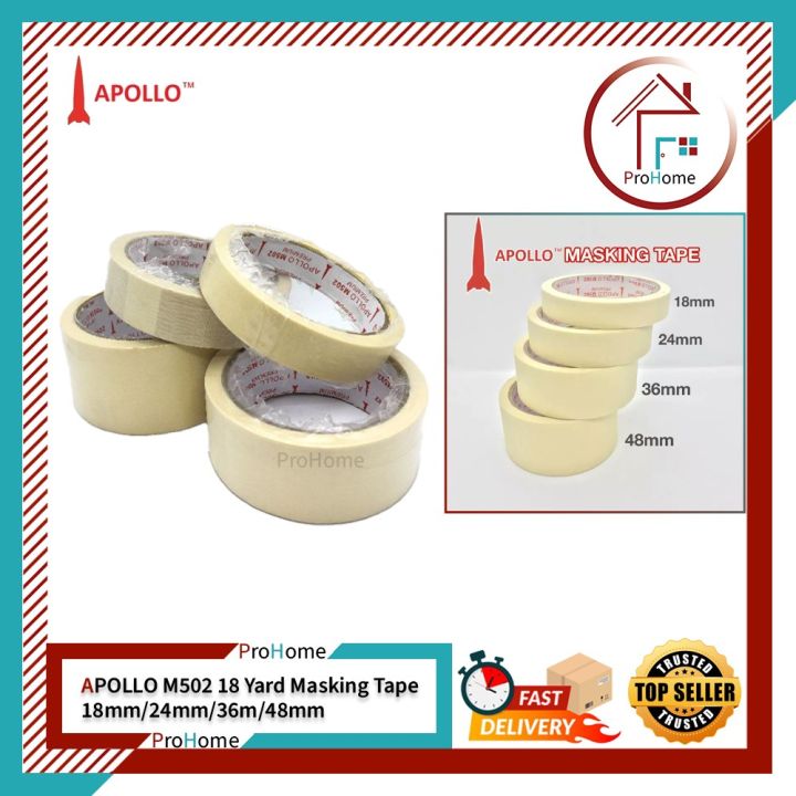 ProHome88 APOLLO M502 MASKING TAPE 18 YARD 18MM 24MM 36MM 48MM High ...