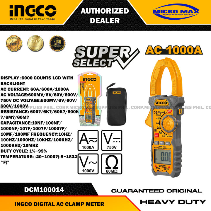 INGCO DIGITAL AC CLAMP METER Temperature: -20~1000?(-8~1832°F ...