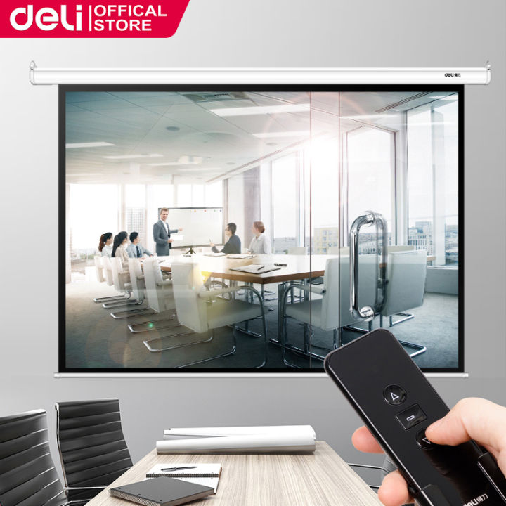 Deli 4:3 100 Inch Projector Screen with Electric Remote Control ...