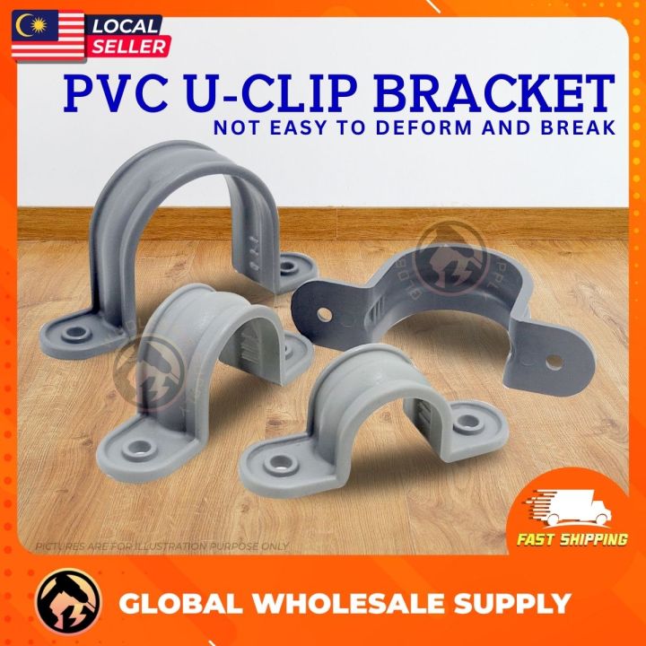 SY U-Pipe Clip PVC Pipe Straps Two Hole Plastic Pipe Clamps Conduit ...