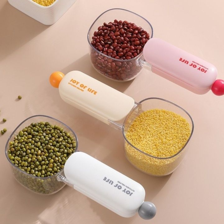 AARONA Plastic Measuring Spoon Sealing Clip with Scale Rice Scoop Flour ...