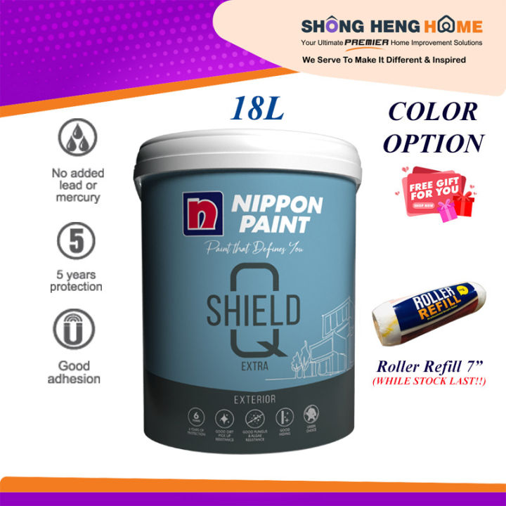 18L - Nippon Q-Shield Extra -Exterior Paint COLOR OPTION + Freegift ...