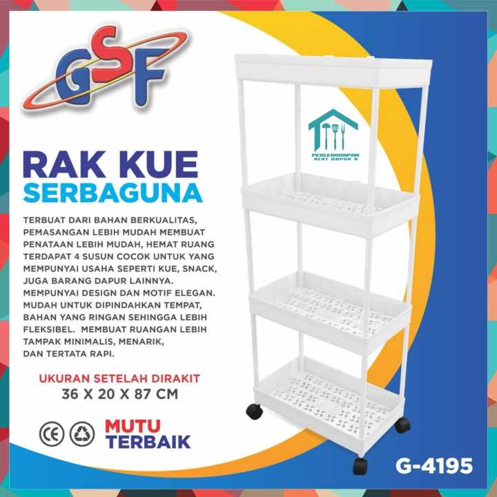 RAK SERBAGUNA 4 SUSUN DENGAN RODA / RAK SERBAGUNA GSF 4195 / RAK TROLI ...