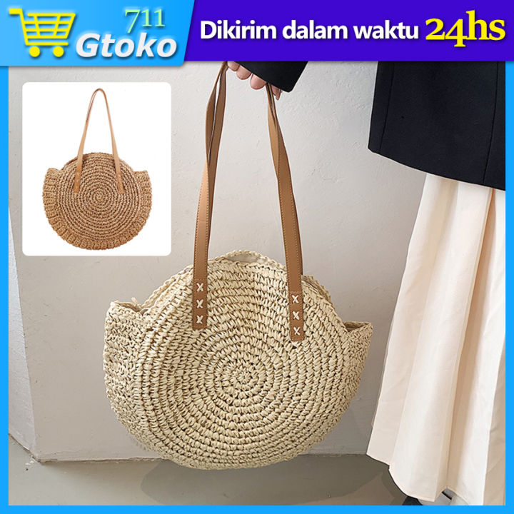 Tas Rotan Pantai Rattan Bag Tas Selempang Bahu Wanita Sling Shoulder ...