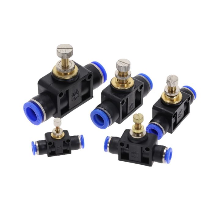 Pneumatic Airflow Regulator SA 4mm 6mm 8mm 10mm 12mm OD Hose Tube Gas Flow Adjust Valve ...