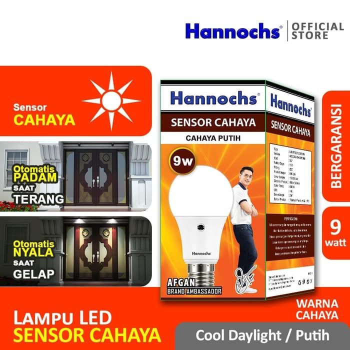 Lampu LED Sensor Cahaya Hannochs 6 / 9 / 11 watt light Sensor 6w 9w 11w Hannoch PUTIH / KUNING ...