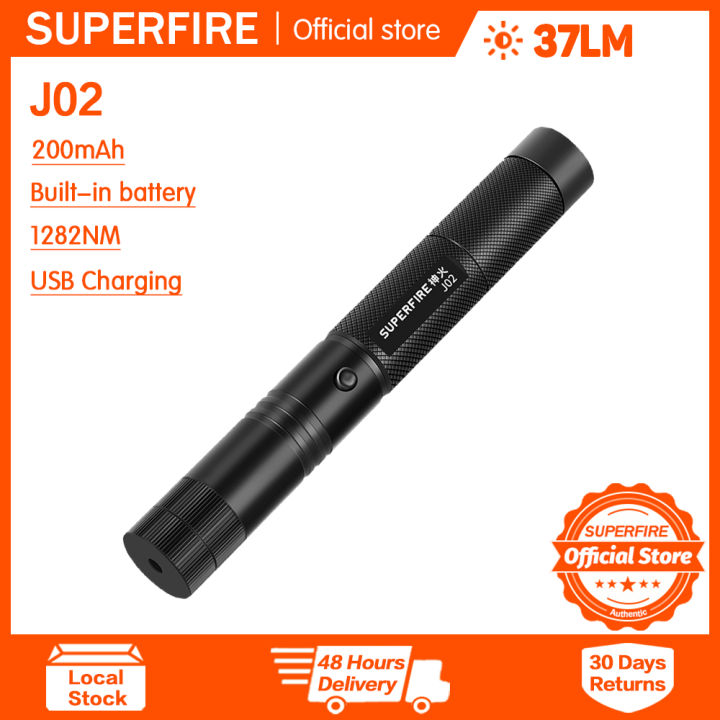 SUPERFIRE Flashlight J02 Green laser pointer flashlight Built-in 200mAh ...