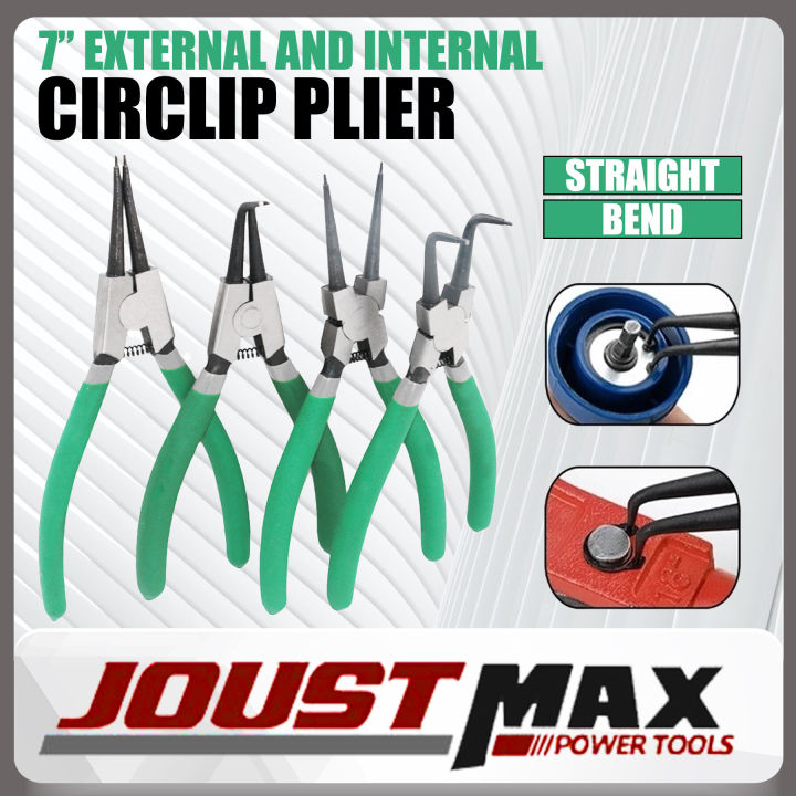 7" Inch Professional Circlip Pliers Straight Bend Internal External ...