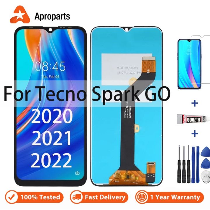 จอแอลซีดีสำหรับ Tecno Spark Go 2020 2021 2022จอแสดงผลหน้าจอสัมผัสชุดประกอบดิจิไทเซอร์ KE5S KG5 ...