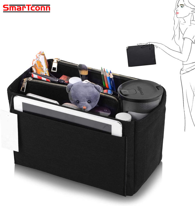 Smartconn Felt Bag Organizer，Purse Organizer Insert For Tote, Handbag, Shaper,Makeup Bag Tote ...