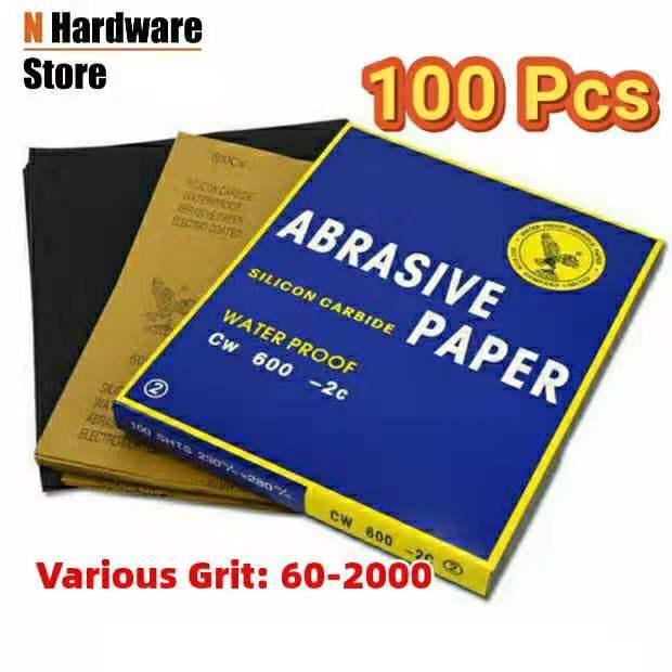 100 Pcs Waterproof Sand Paper Grit #: 60/80/100/120/150/180/200/220/240 ...