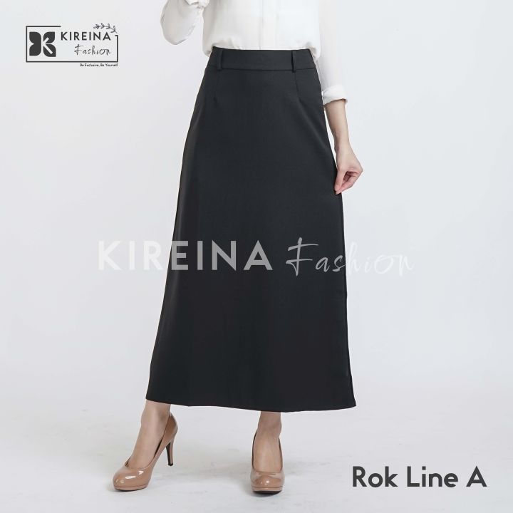 Rok Kerja Panjang Wanita Rok Line A Polos Bahan Formal - KIREINA ...