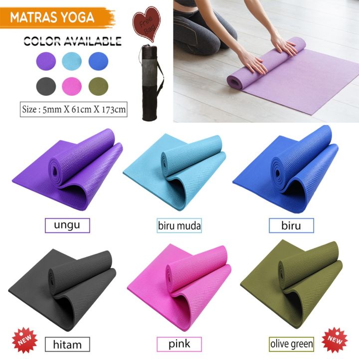 Matras Yoga Alas Matras Olahraga Workout Anti Selip Free Tas | Lazada ...
