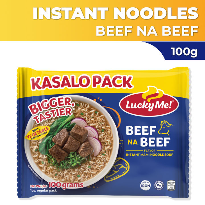 COD Lucky Me Instant Noodles Beef na Beef Kasalo Pack 100g | Lazada PH