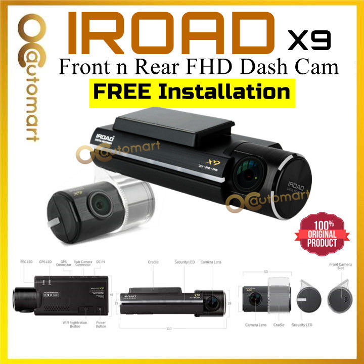 IROAD DASH CAM X9 PREMIUM QUALITY FHD FRONT & REAR VIEW FULL HD ...