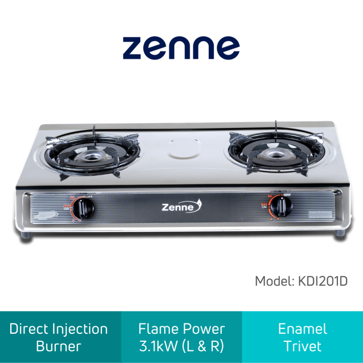 Zenne Double Burner Gas Cooker KDI201D (Flame Power 6.2kW) | Lazada