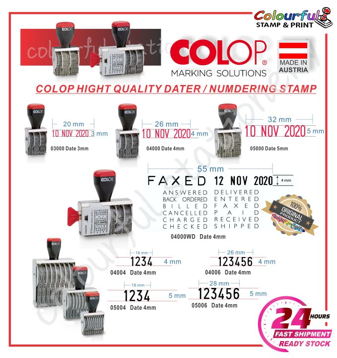COLOP DATE / NUMBERING STAMP. (HIGHT QUALITY) | Lazada