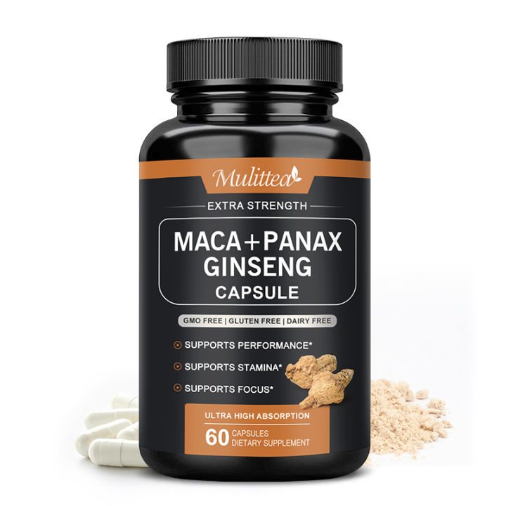 Maca Root Capsules + Korean Panax Ginseng Boost Stamina, Performance ...