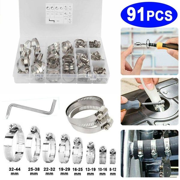 60/91PCS hose clip hose clamp paip klip pipe clamp set box | Lazada