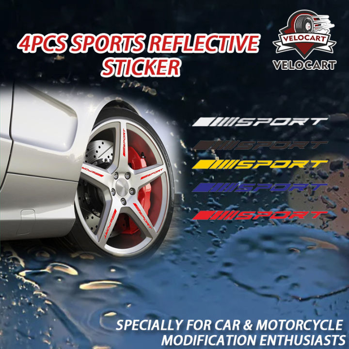 A Set of 4PCS Reflective Car Sticker Sport English Letters Wheel Ring ...