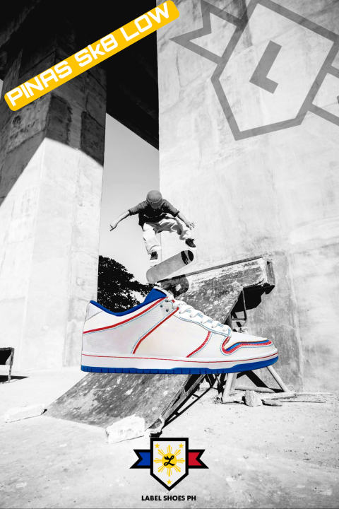 Label Shoes PH PINAS SK8 LOW | White over Red & Blue Cupsole | Lazada PH