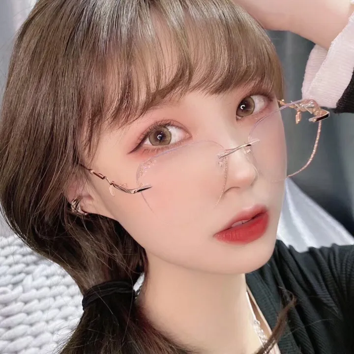 Plain, ultra-light rimless glasses, anti-blue glasses, rimless myopia ...