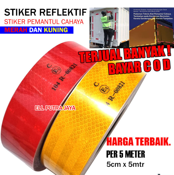 Stiker mobil box pemantul cahaya merah kuning 5cm x 5 meter | Lazada ...