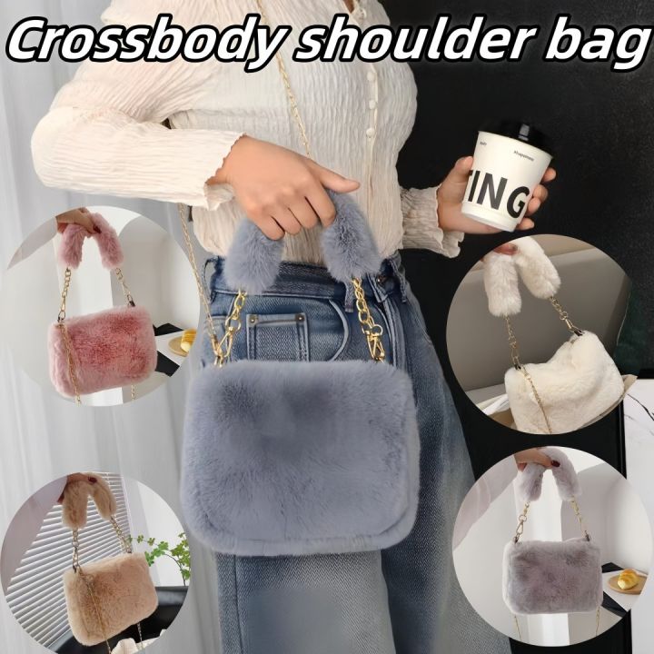 Ladies' Cute Plush Shoulder Bag Comfortable and Premium Chain Shoulder ...