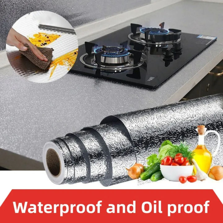 Multifunctional Self Adhesive Kitchen Aluminum Foil Stickers Oil Proof ...