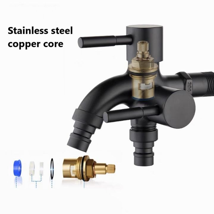 COOPER.PH Stainless Steel SUS304 Black Two Way Faucet Dual Function Tap ...