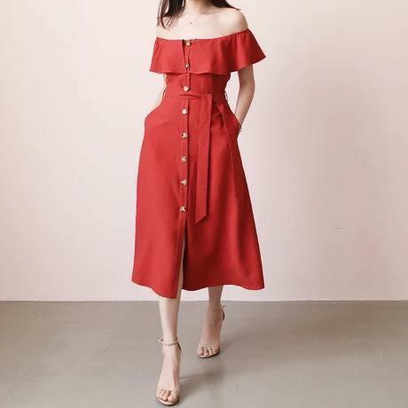 H.d korean fashion bestseller plain red dress | Lazada PH