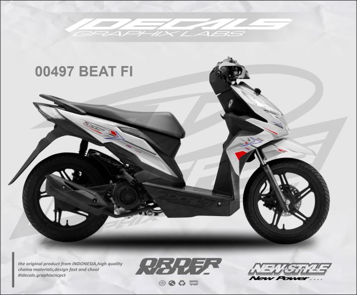 00497 sticker decals fullbody honda beat fi 2015-2018 tema garis racing ...