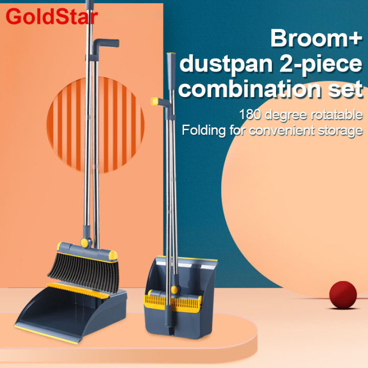 Goldstar Broom with Dustpan Combo Set for Sweeping Outdoor and Indoor ...