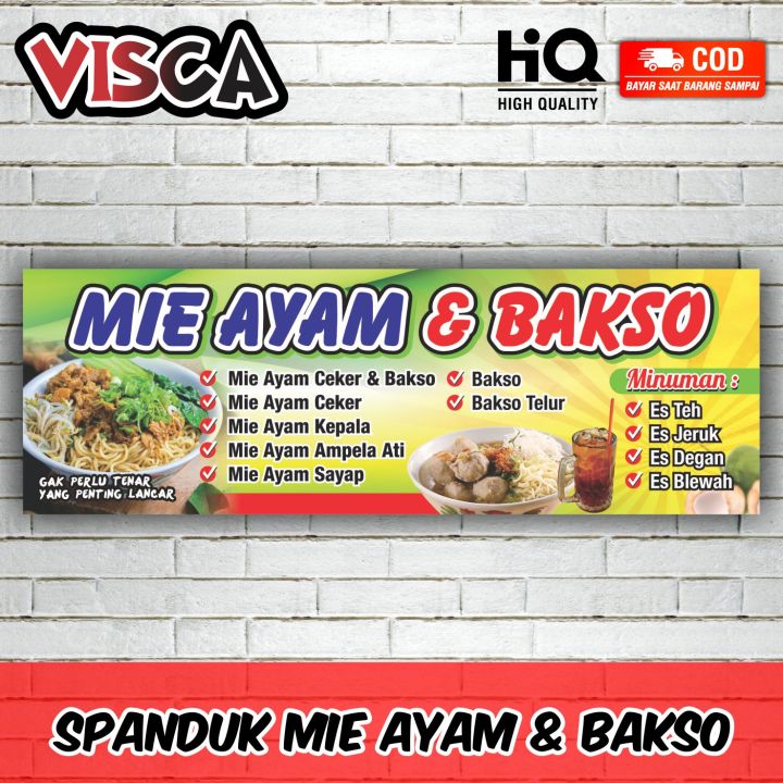 Cetak Spanduk Banner Mie Ayam dan Baso Ukuran 150 x 50 cm | Lazada ...